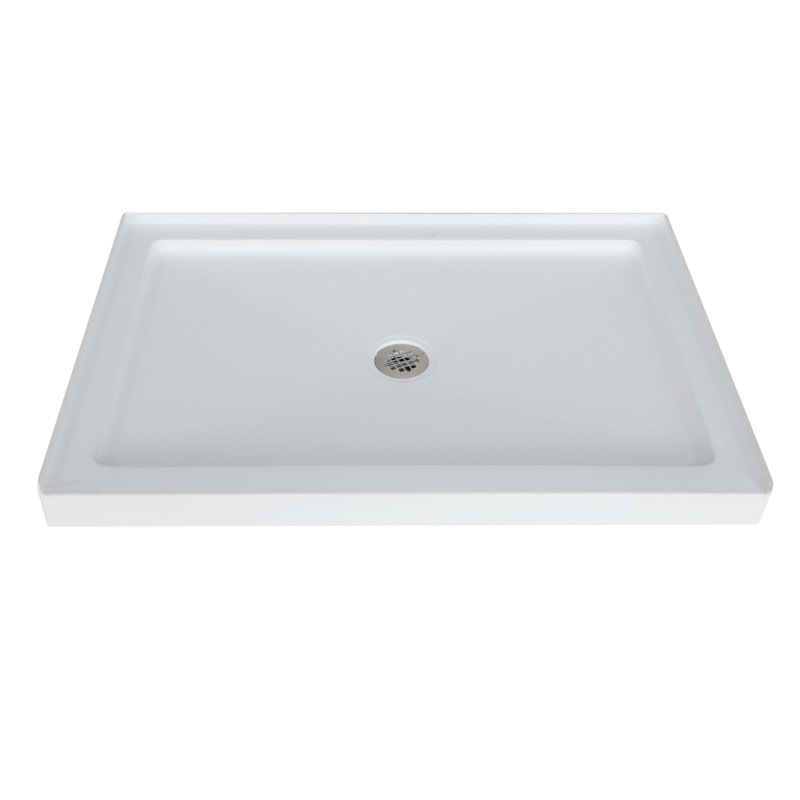 MORVANO 48" W x 32" D Rectangle Shower Base, White Acrylic Single ...