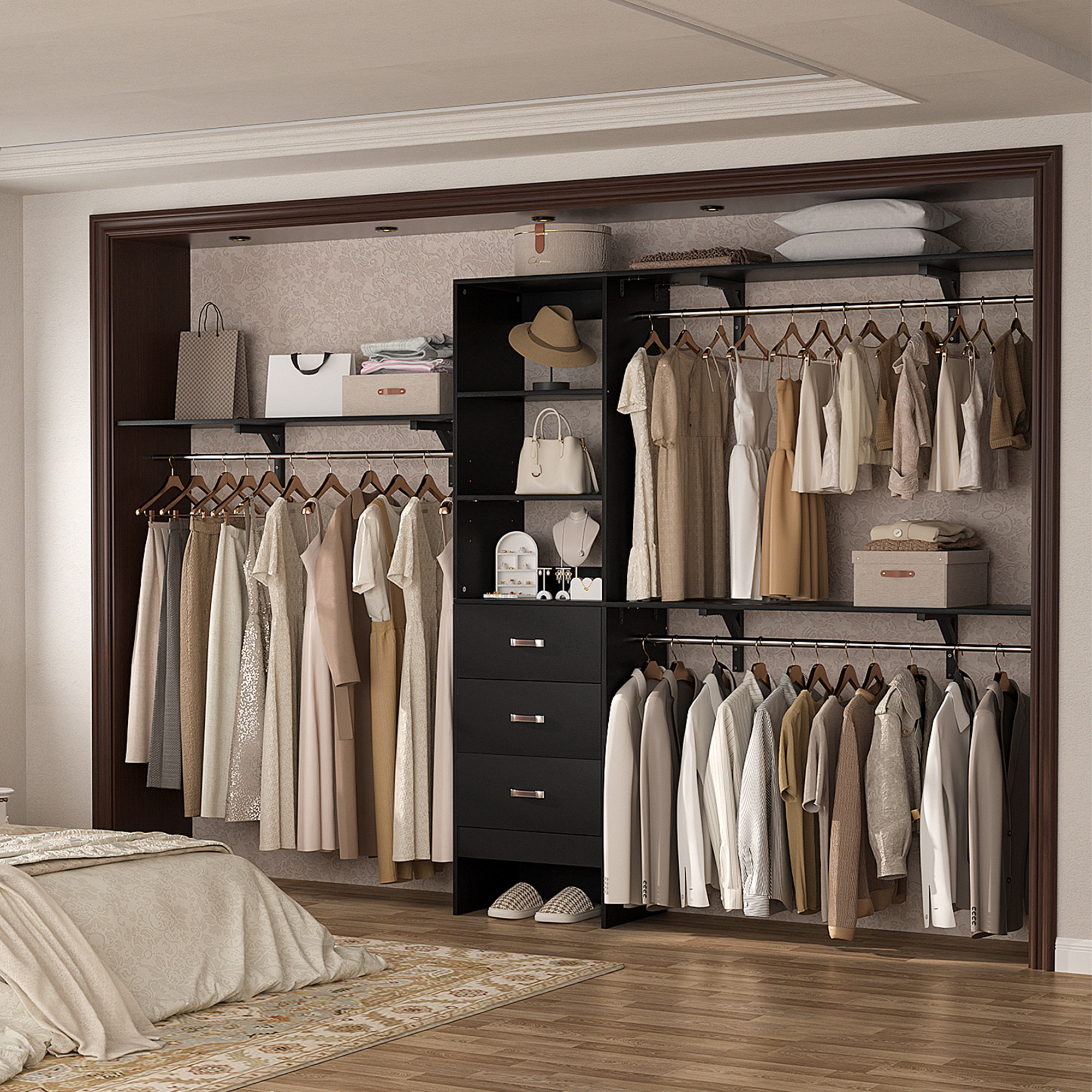 Rebrilliant Quion 20.2 - 120 '' W Wooden Closet System With Drawers ...