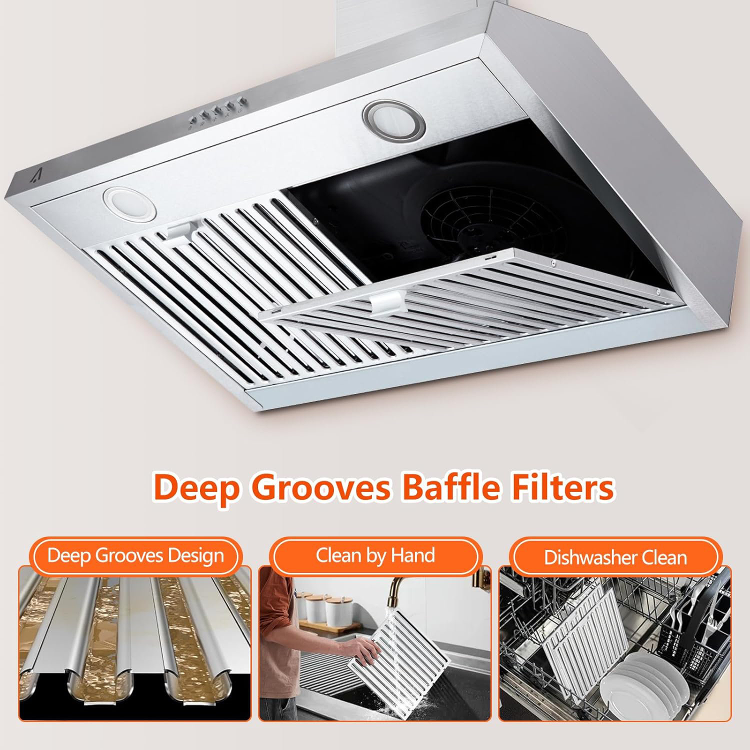 ASOPIX Under Cabinet Range Hood 30 inch, Kitchen Hoods Over Stove Vent ...