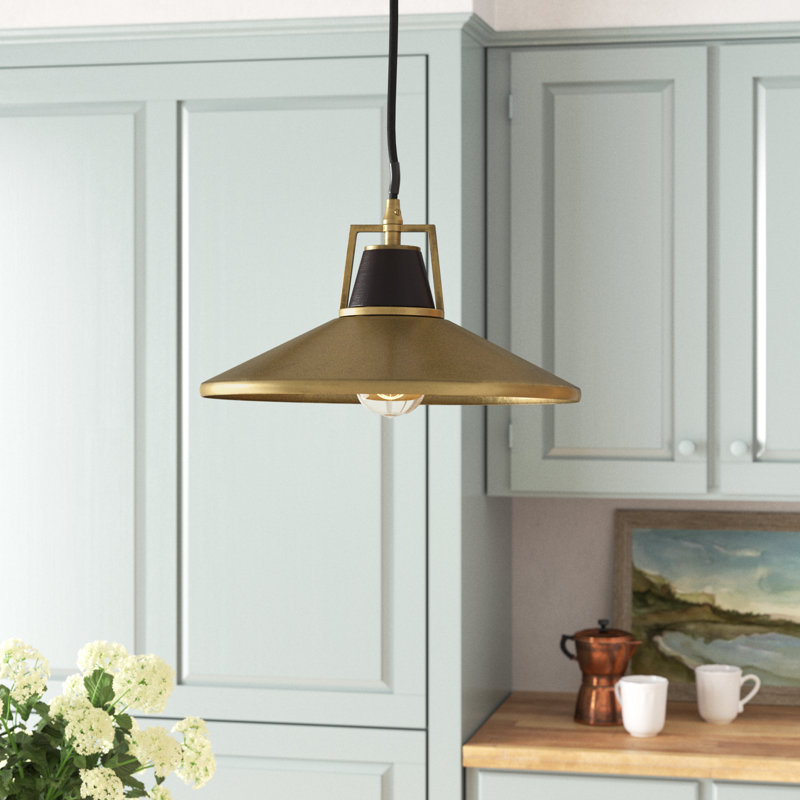 Birch Lane™ Exeter 1 - Light Toasted Mango/Antique Brass Single Pendant ...