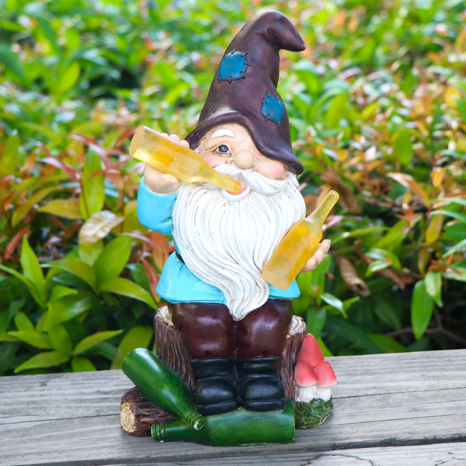 Arlmont & Co. Solar Funny Garden Gnomes Statues,Funny Gnome With LED ...