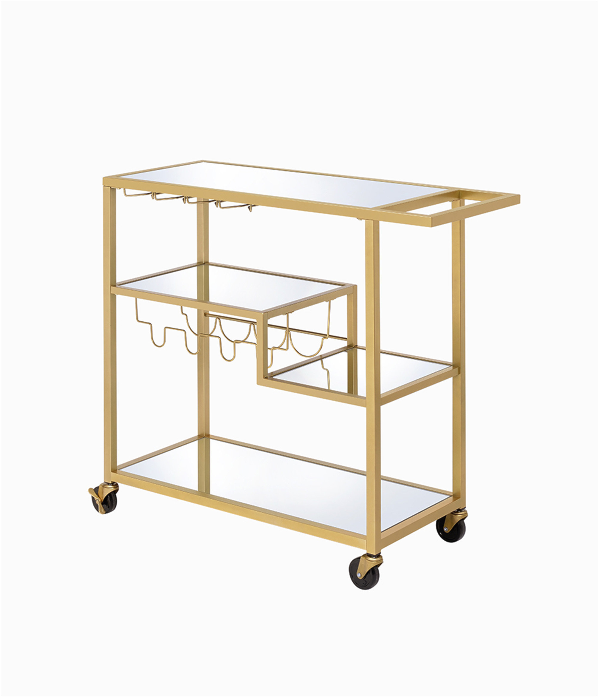 Mercer41 Adamsen Mirrored & Champagne Finish Serving Cart | Wayfair