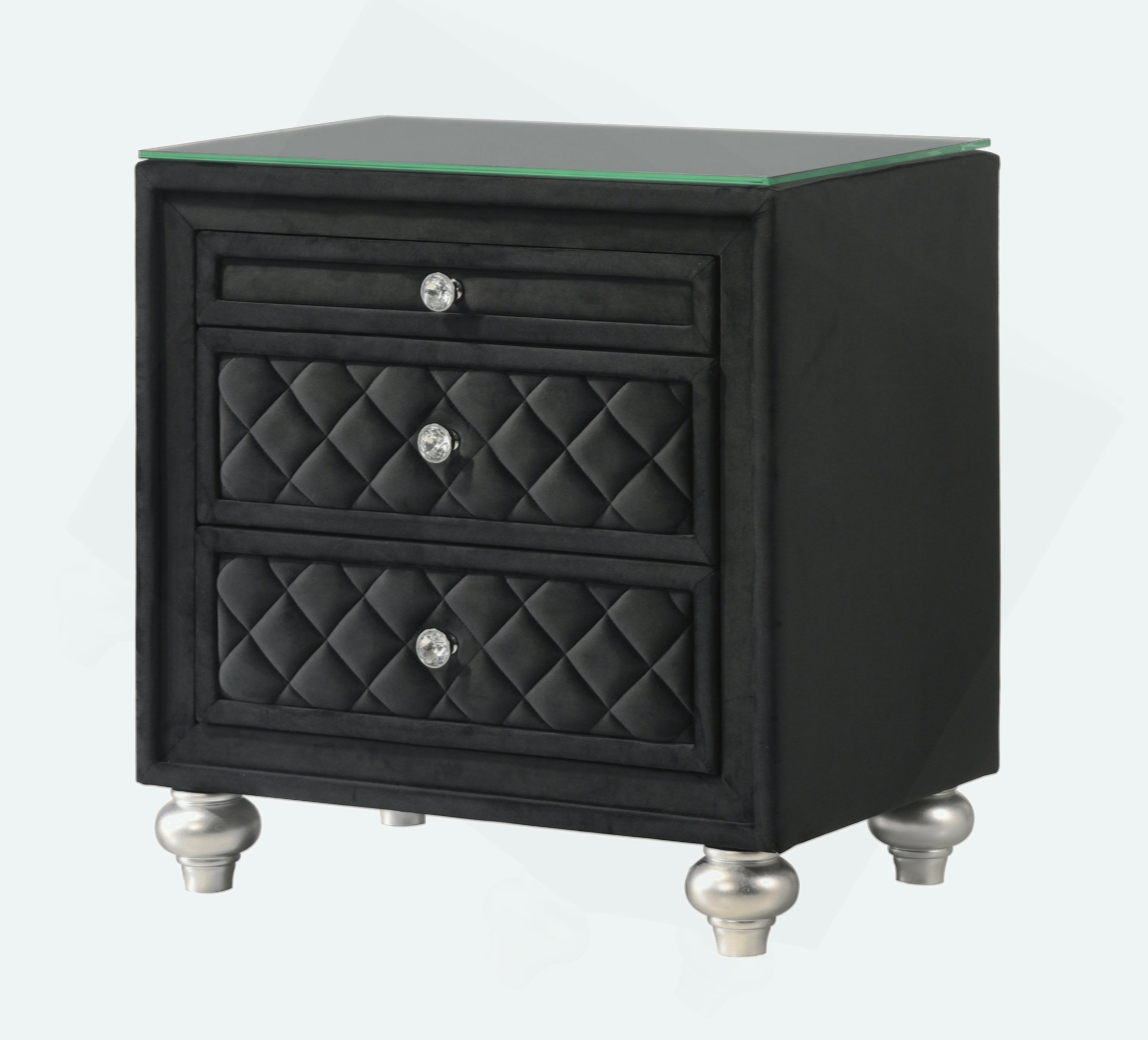 Rosdorf Park 1Pc Traditional Glam 3-Drawer Nightstand Velvet Tufted ...