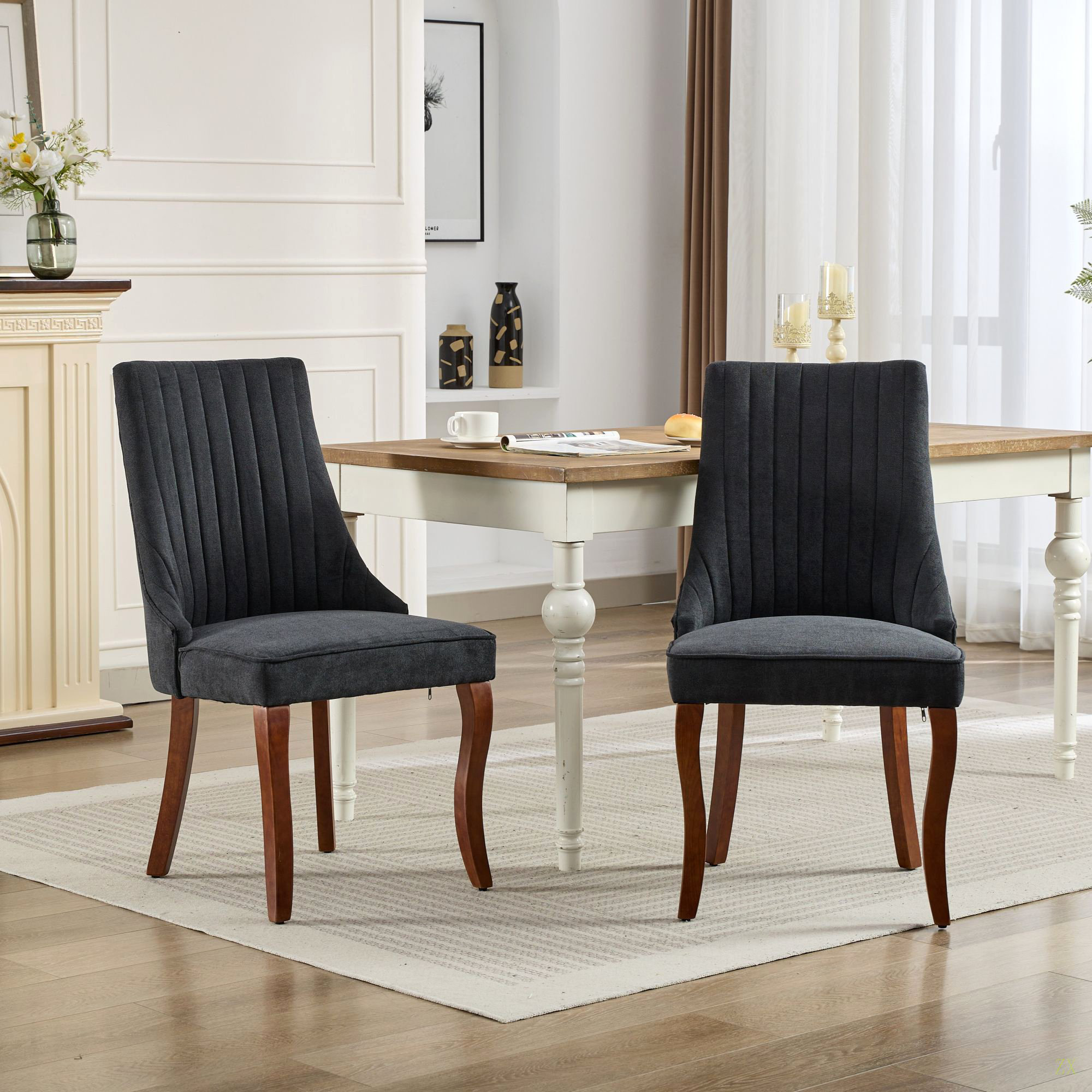 Lark Manor™ Rayon Cloth Flocking Linen Dining Chairs Channel Kitchen ...