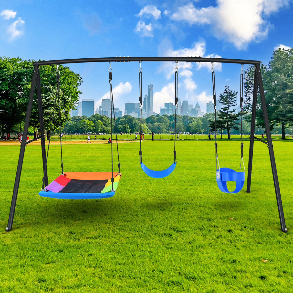 Klo Kick Swing Set with 45" Swing and Toddler Swing, Belt Swing 500lbs ...