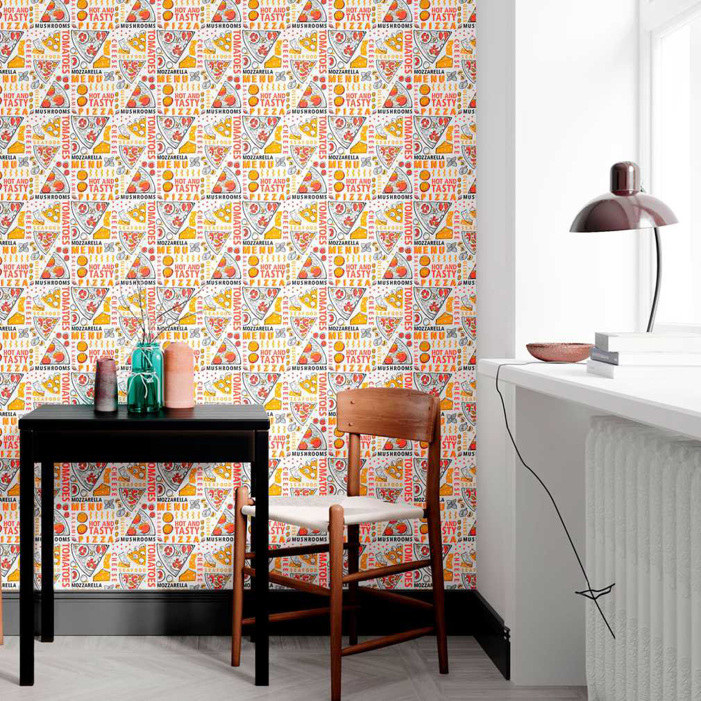 Trinx Dyeisha Menu Pizza 8.5' L x 24" W Peel and Stick Wallpaper Roll | Wayfair