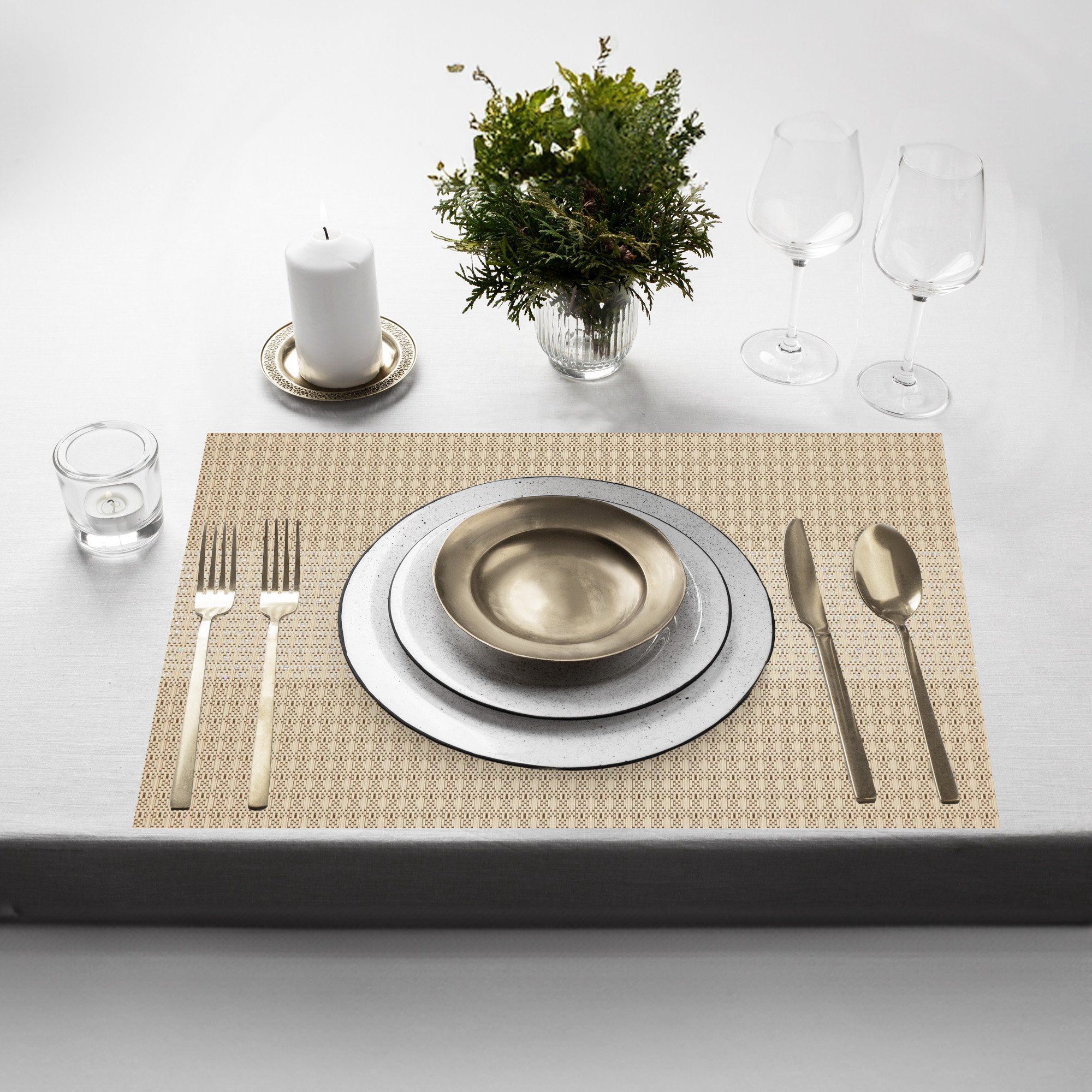 Dainty Home Milan Placemats Set Of 6 12" X 18" Heat-Resistant Table ...