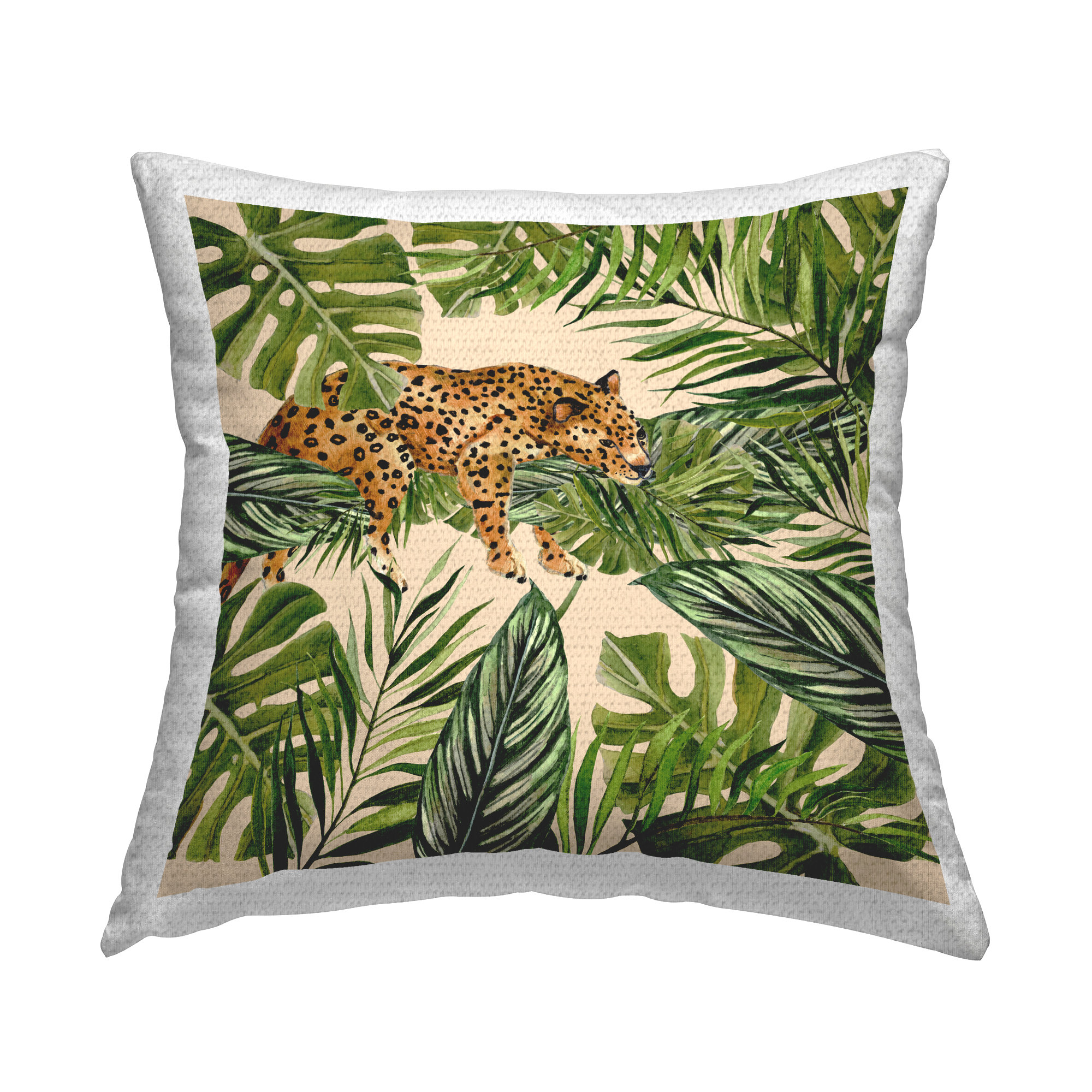 Stupell Industries Resting Leopard on Branch Outdoor Printed Pillow by ...