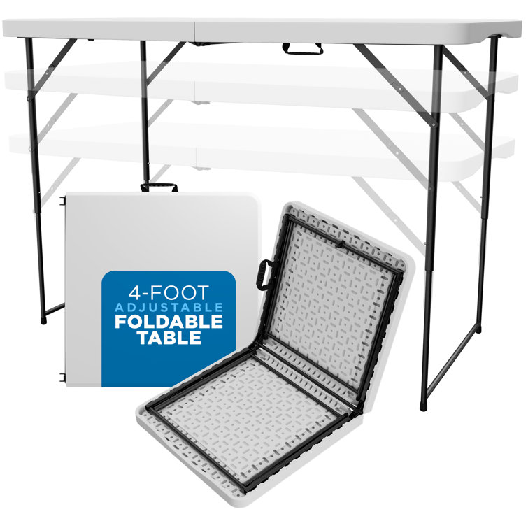 Sorfey Folding Table 4-Foot X 24 inch, Adjustable to 3 Heights,White ...