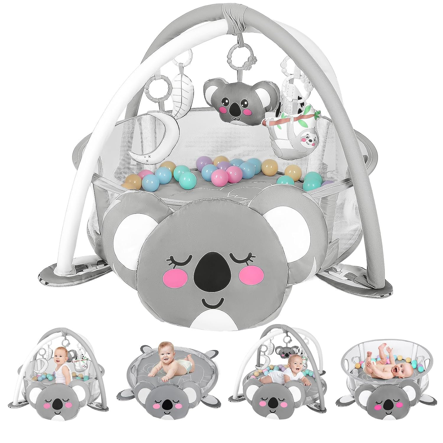 dearlomum 27.6'' L Koala Baby Play Mat Baby Gym,Ball Pit Including 30 ...