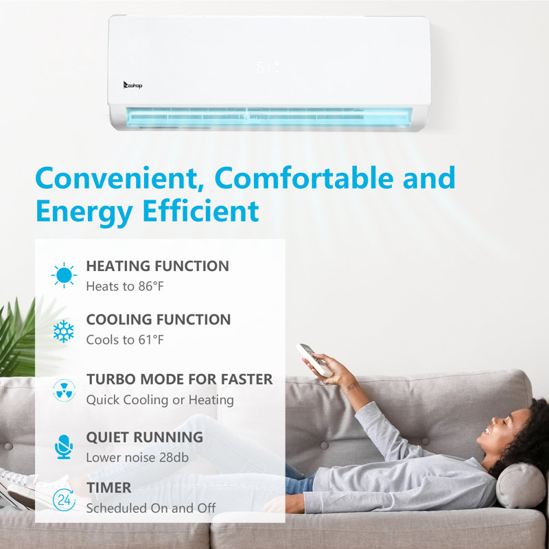 Winado 2-Zone 27000BTU Ductless Mini Split Air Conditioner (12000BTU ...