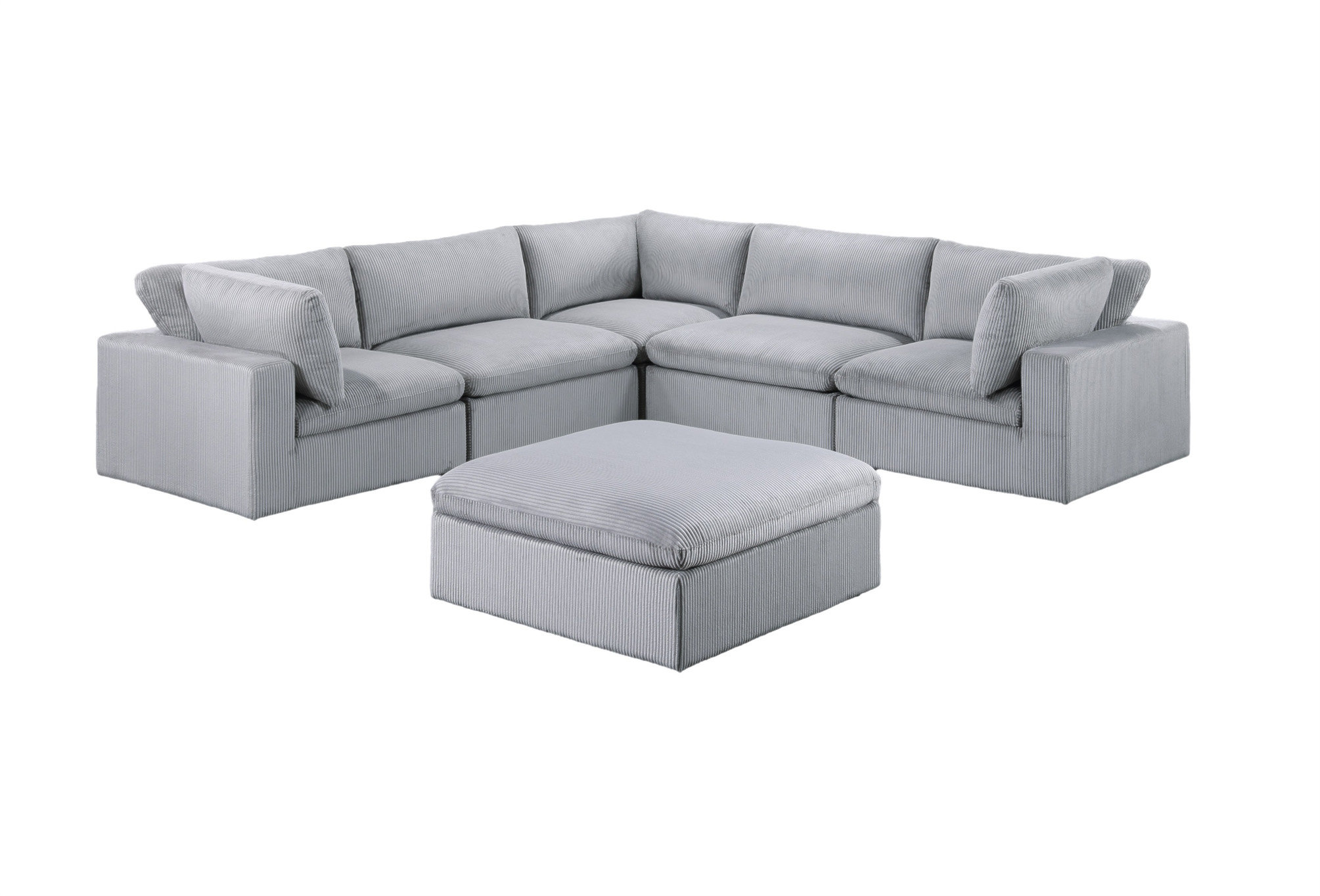 Hokku Designs Dark Gray Color 6Pc Modular Sectional Set Corduroy ...