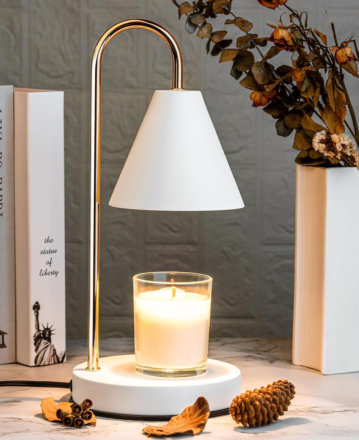 Mercer41 Dimmable Wax Melt Warmer Lamp with White shade and Timer ...