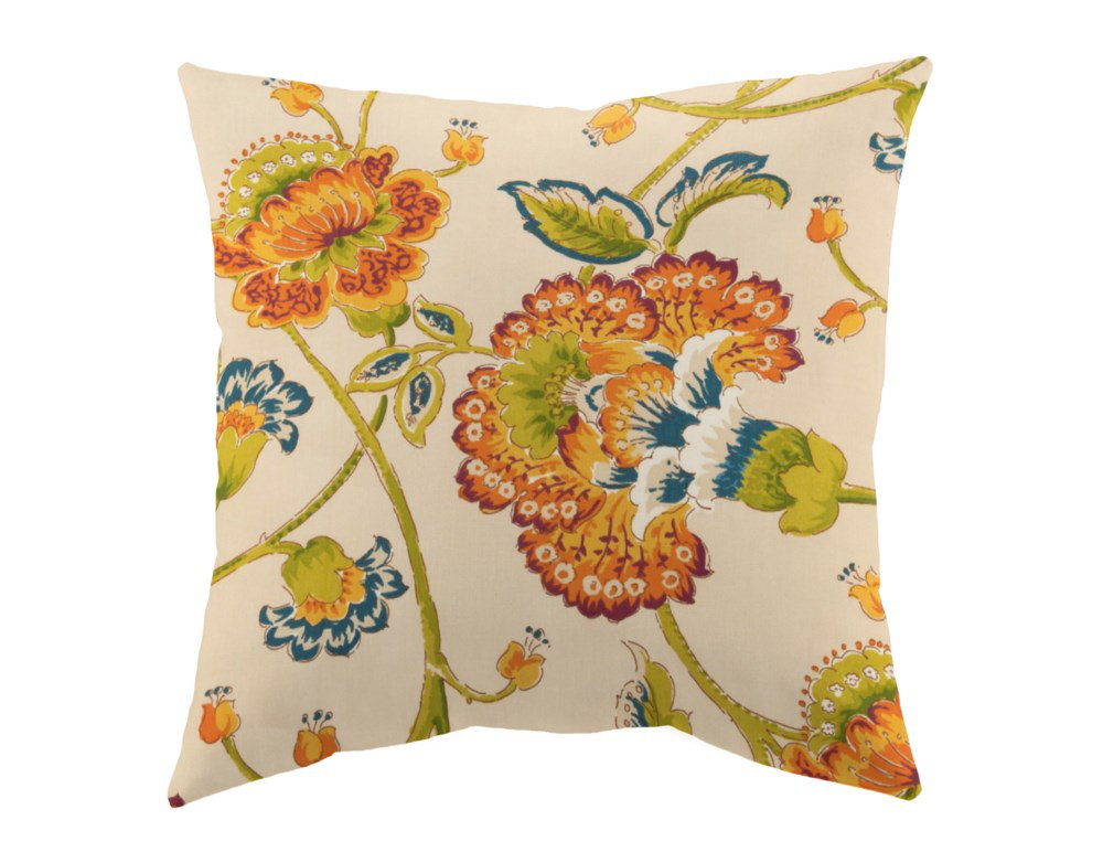 Victor Mill Cotton traditional floral square pillow | Wayfair