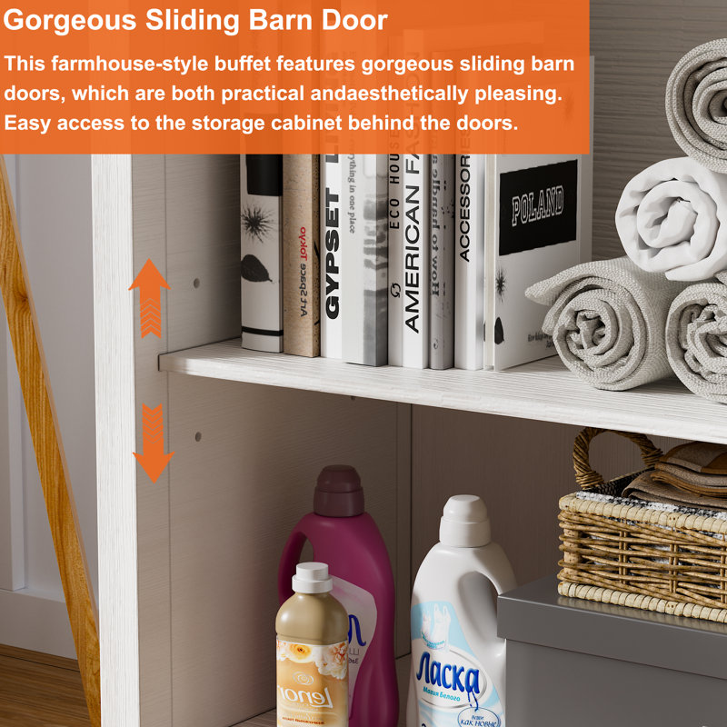 August Grove® Carlana 54" W Drawer Dresser with Sliding Barn Door | Wayfair