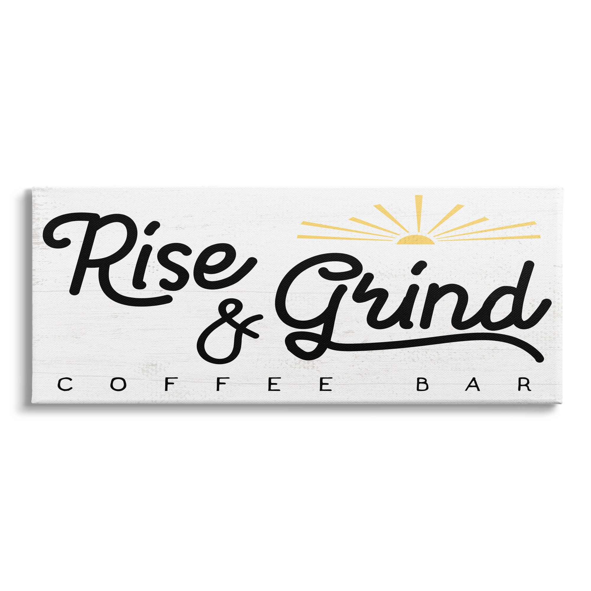 Stupell Industries Rise & Grind Coffee Bar Sign Rustic Sunrise XL ...