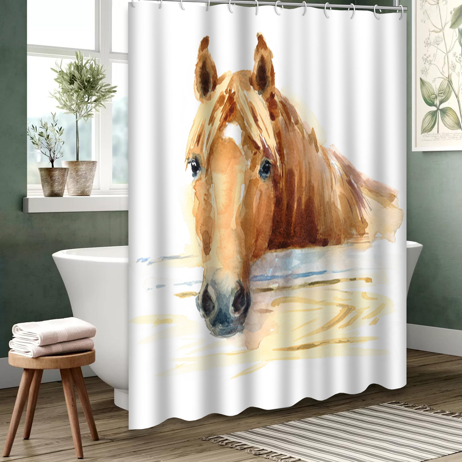 East Urban Home Waterproof Chestnut Red Dun Shower Curtain with ...