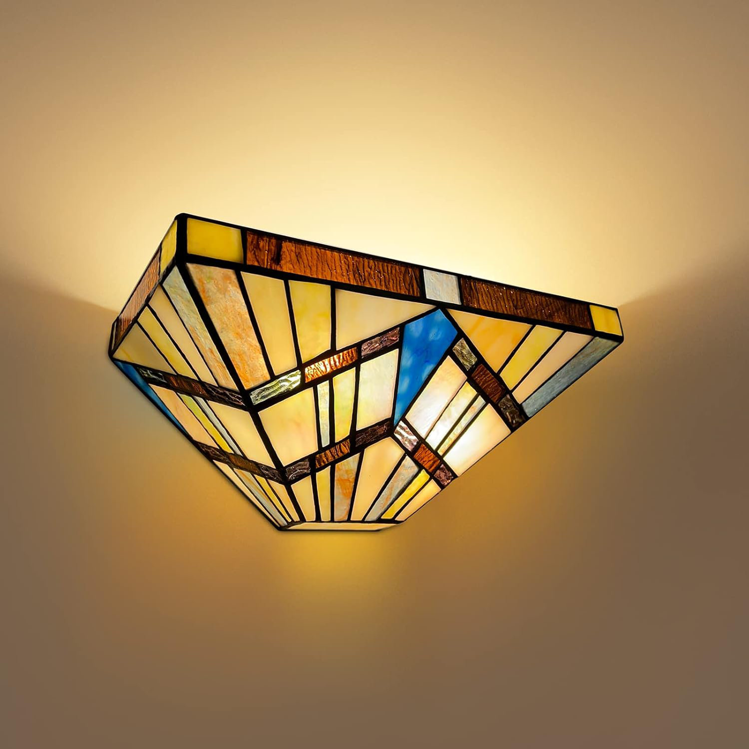 BEAUTY DEPOT Tiffany Style Stained Glass Wall Sconces - 12 Inch Cream ...