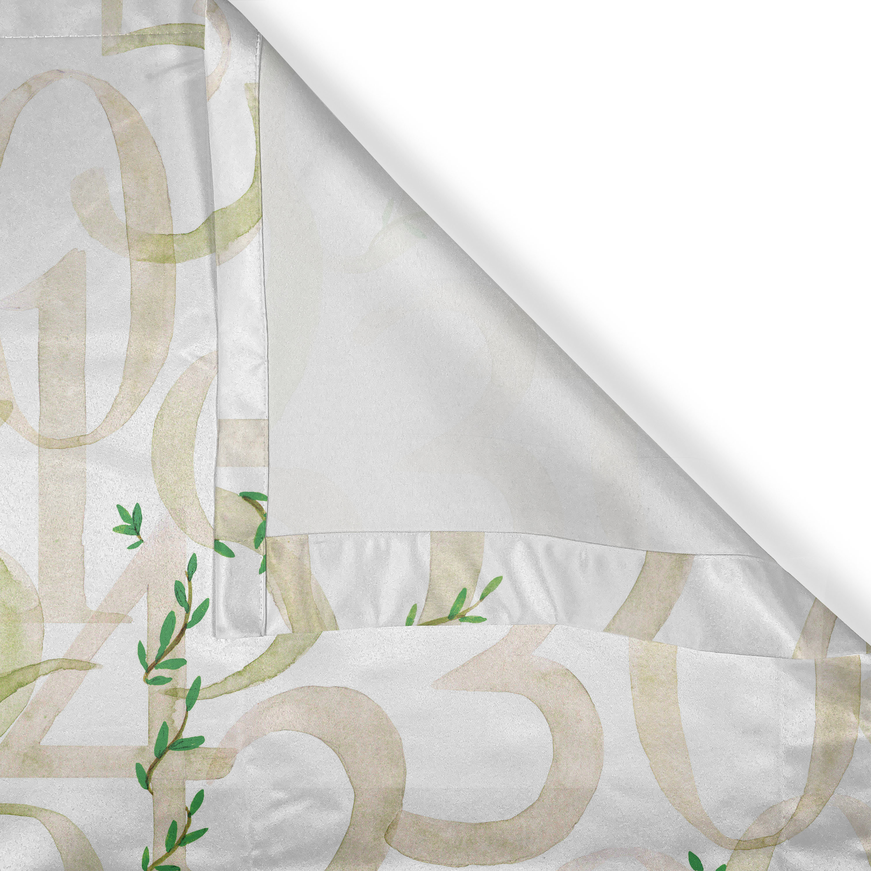 Latitude Run® Artwork Grommet Curtain Repeating Numbers Leaves 50" x ...