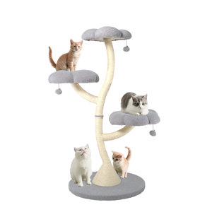 FKWin 5'11" H Tall Cat Tree Flower Shape Scratching Post Cat Tower ...