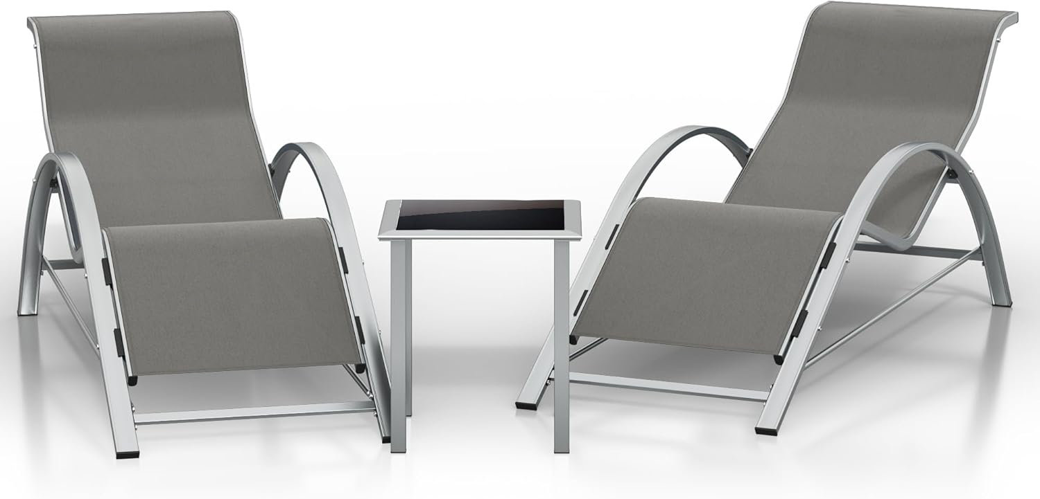 Ebern Designs Patio Chaise Lounge Outdoor Set of 3, Quick-Dry PVC ...