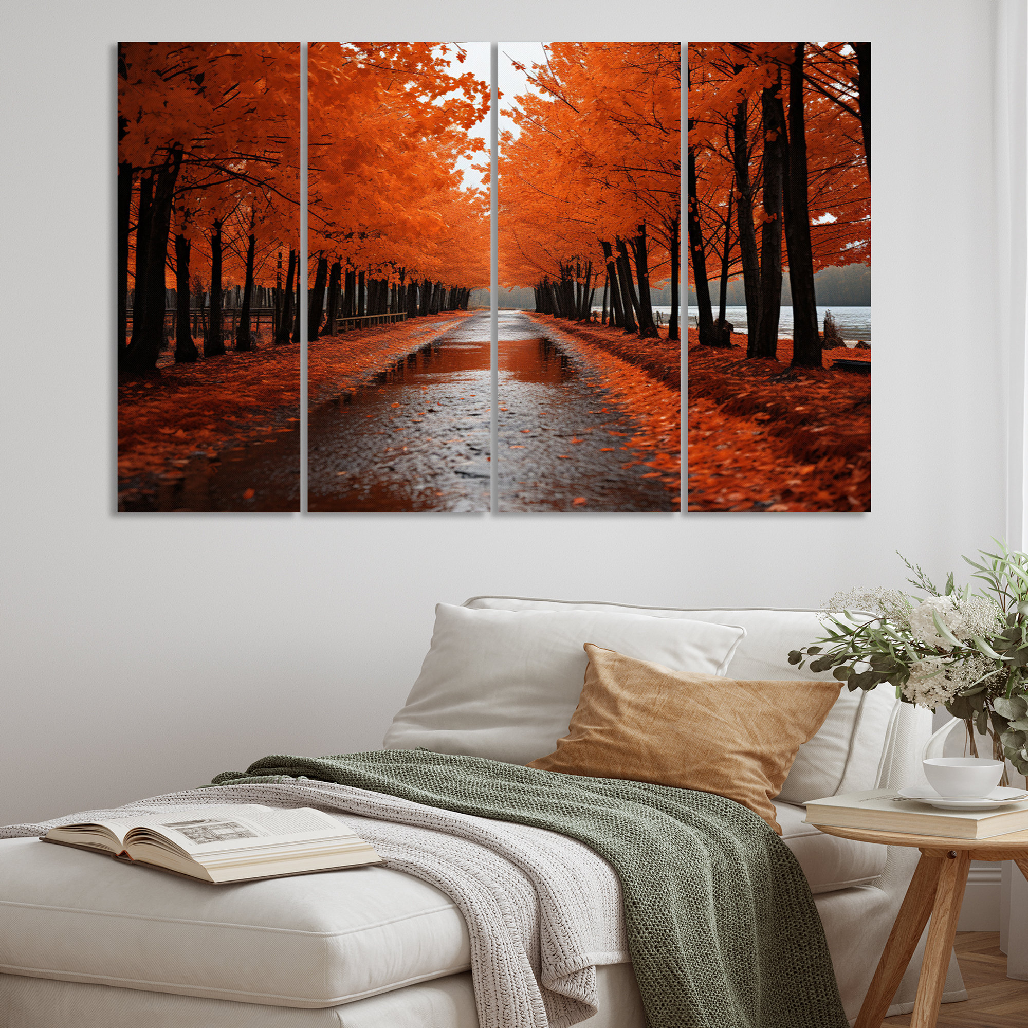 DesignArt Canada Orange Autumn Symphony IV - Trees Metal Wall Decor Set ...