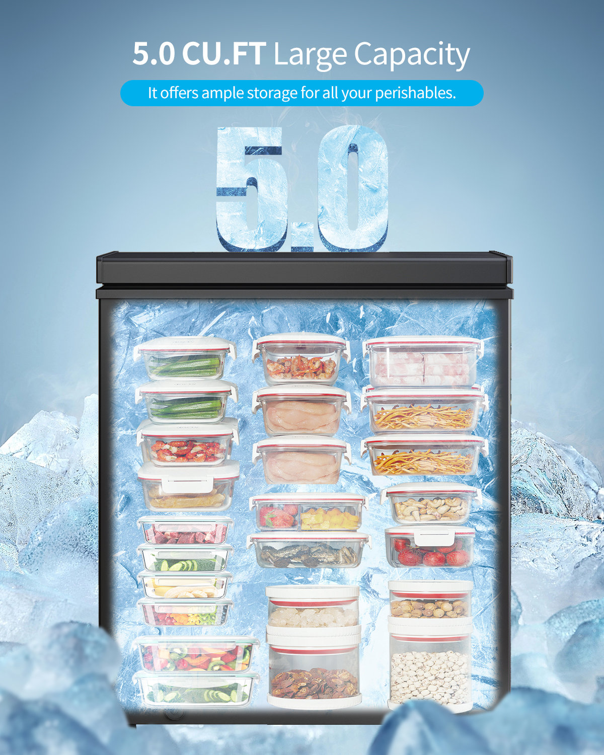 TABU 5.0 Cu.Ft. Chest Freezer with Removable Storage Basket,Deep ...