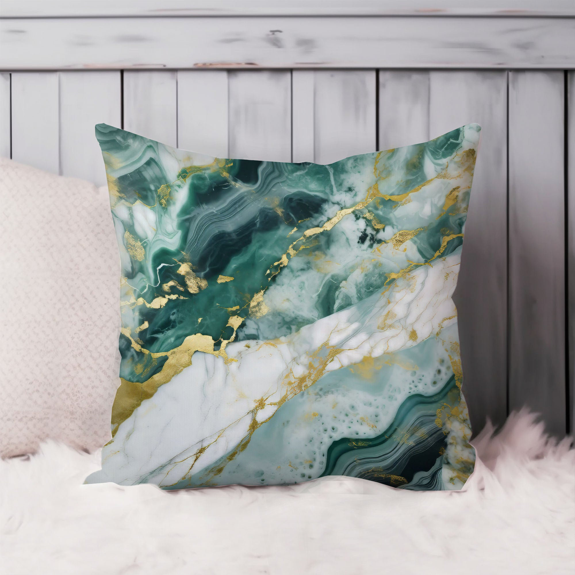 Ethan Taylor Abstract Emerald Green & Gold Geode Marble Crystals IX ...