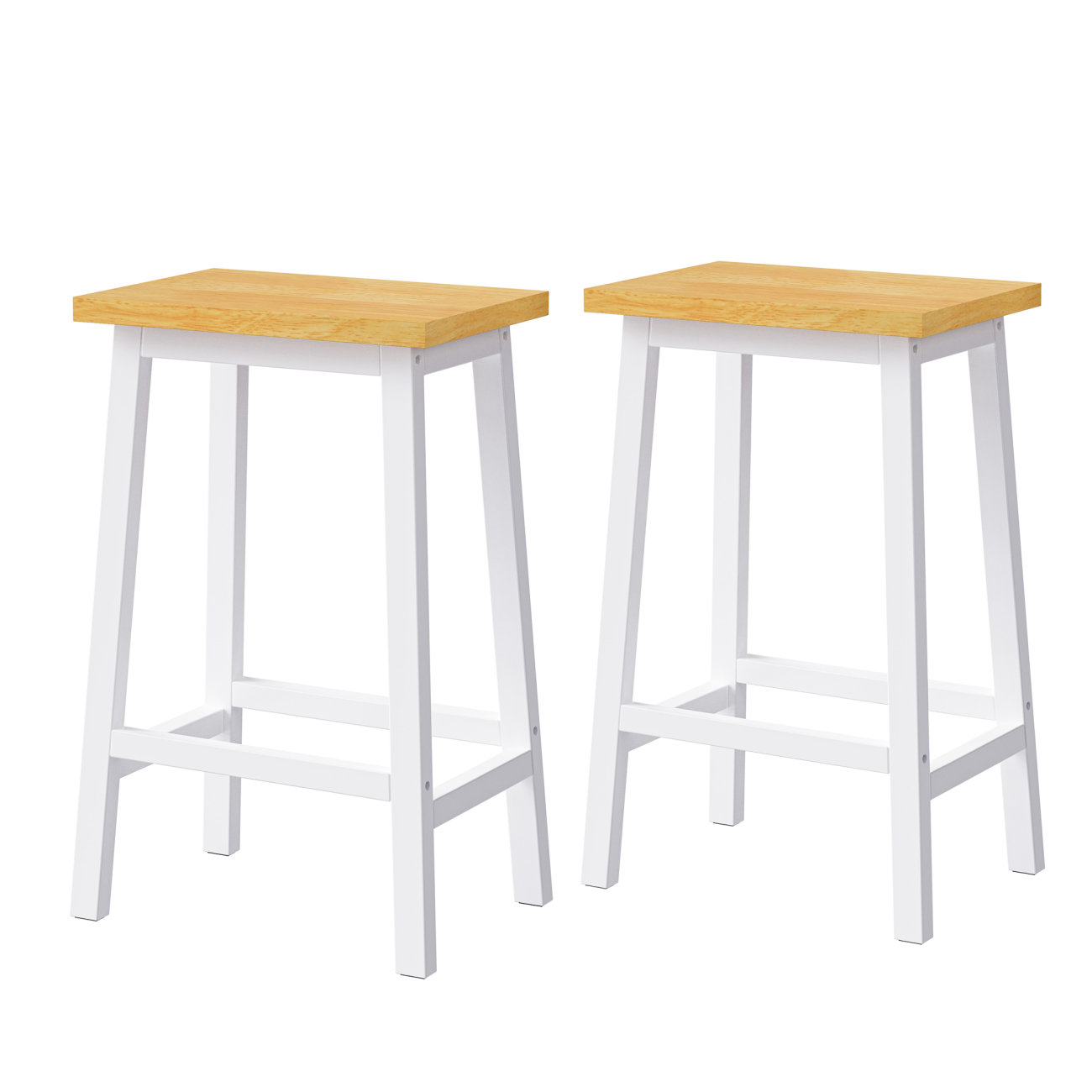 Mercer41 Solid Wood Bar Stools Set Of 2, Sturdy And Stylish For Kitchen ...