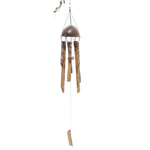 Arlmont & Co. Kyon Handmade Bamboo and Coconut Shell Wind Chime | Wayfair