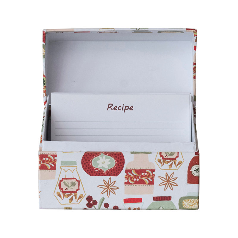 The Holiday Aisle® Holiday Printed Paper Recipe Box With Cards | Wayfair