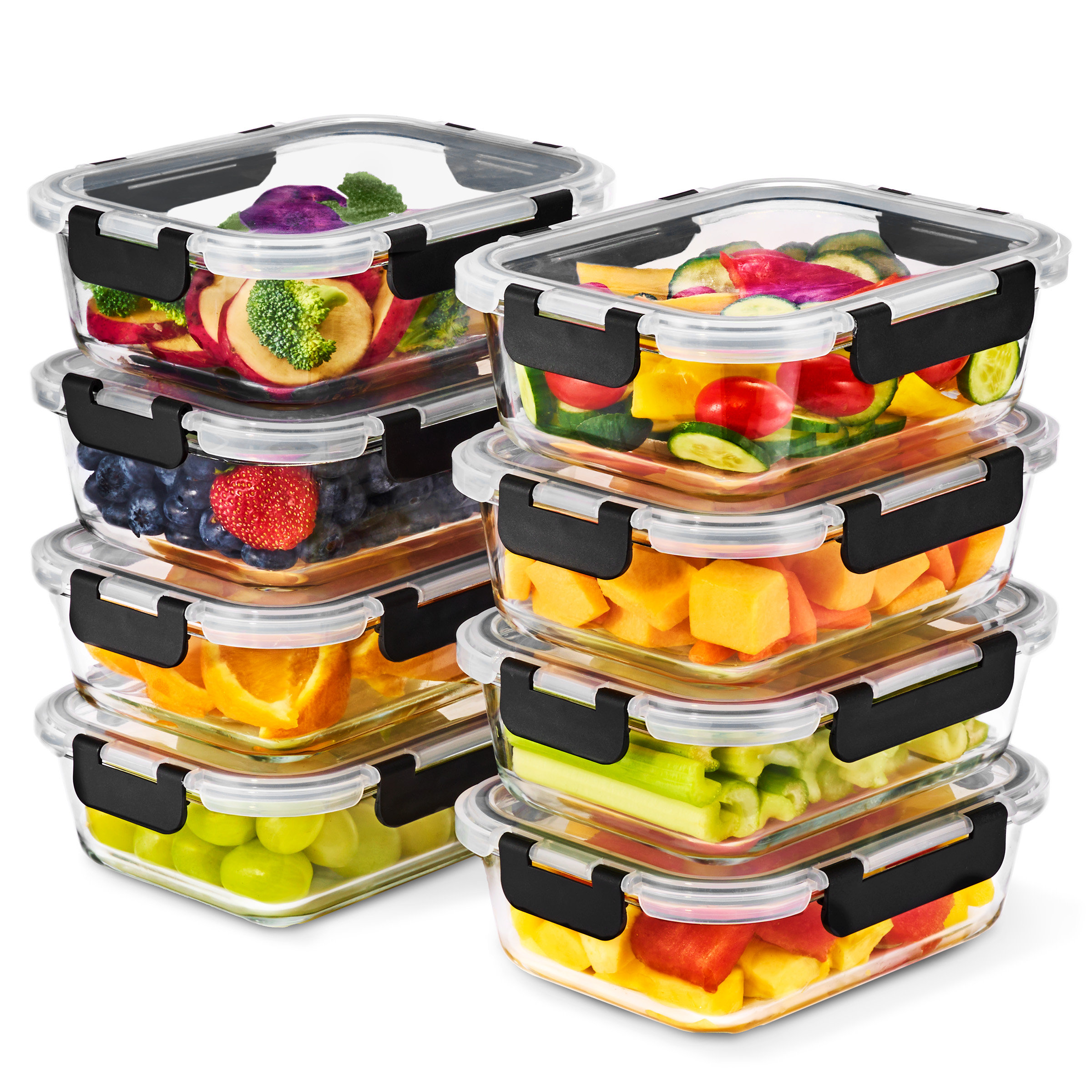 Prep & Savour Glass Meal Prep Containers with Airtight Lids - 8 Pack ...