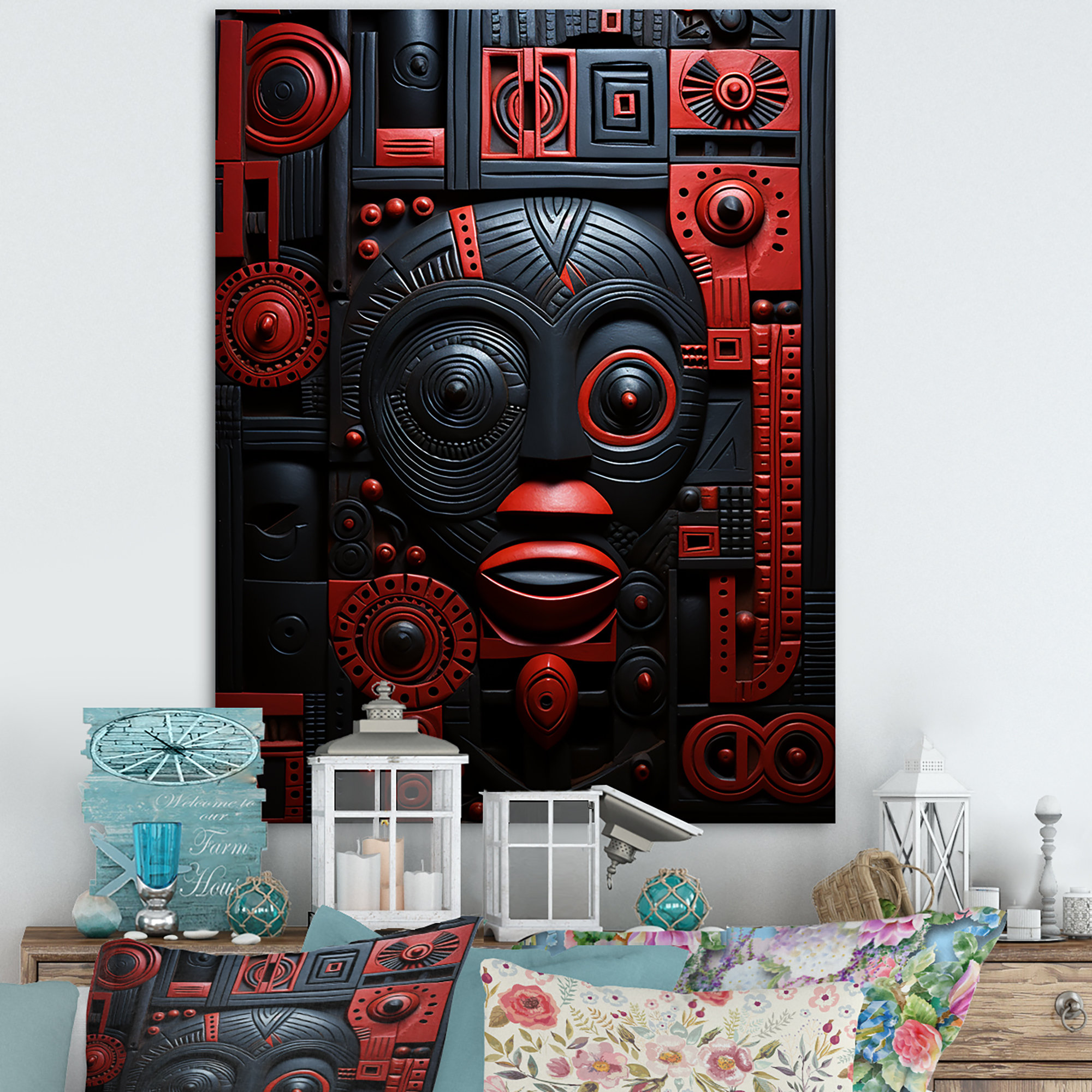 Bungalow Rose Zulu Warrior African Mask 1 - African Mask Wall Art | Wayfair