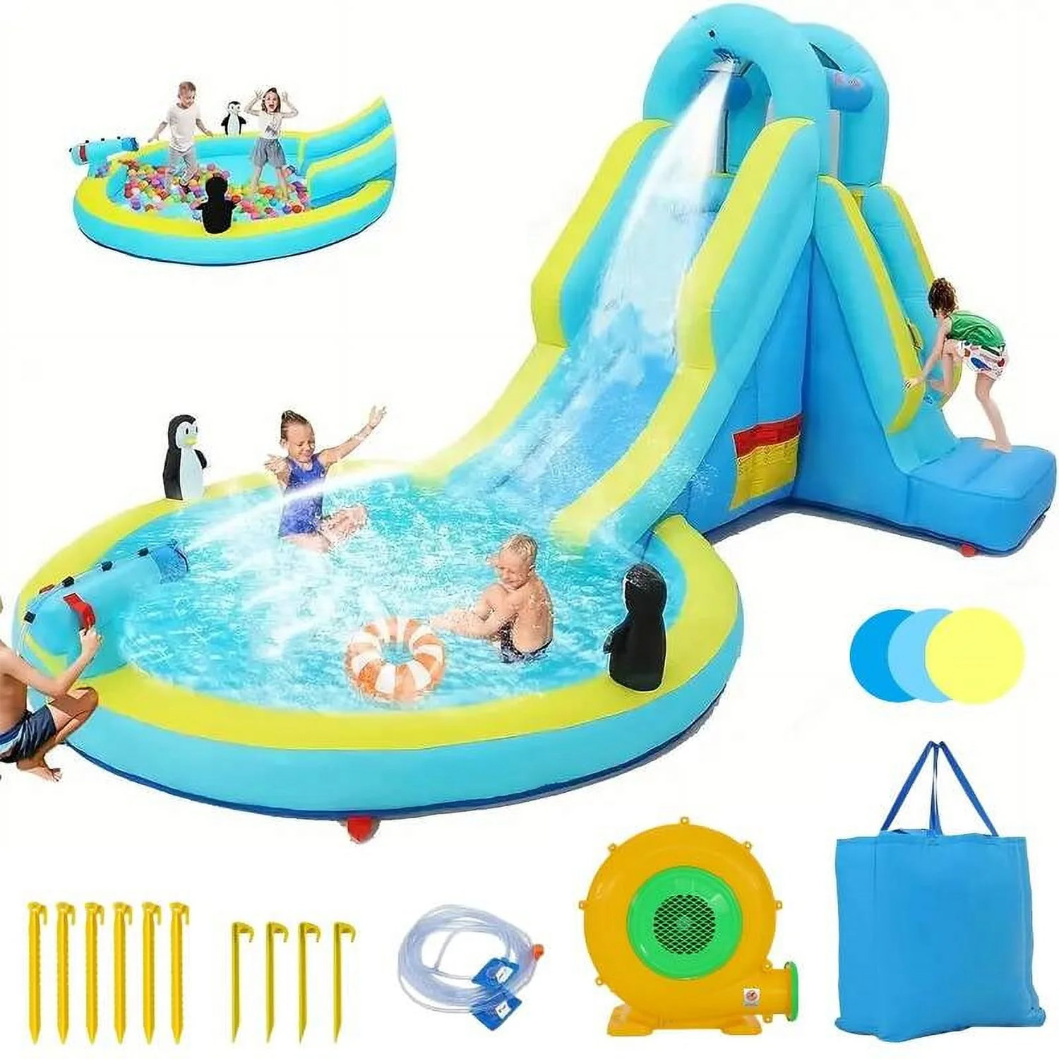 DreamDwell Home 13'X8.33' Bounce House With Large Pool/Ball Pit, Water ...