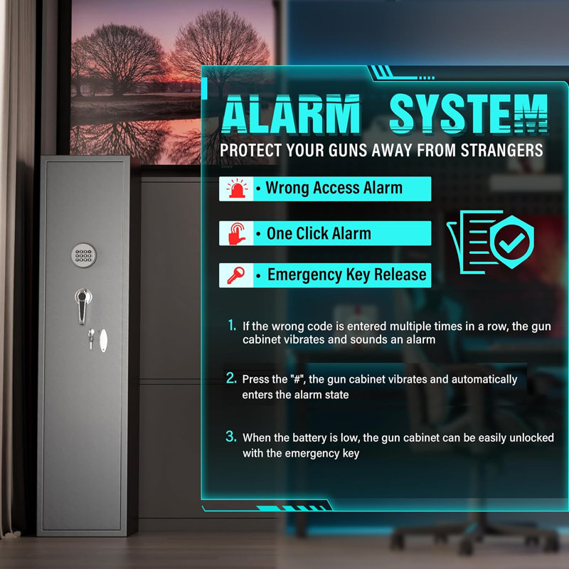 SUNCROWN 3-5 Locking Gun Cabinet with Electronic Keyboard Lock, Quick ...