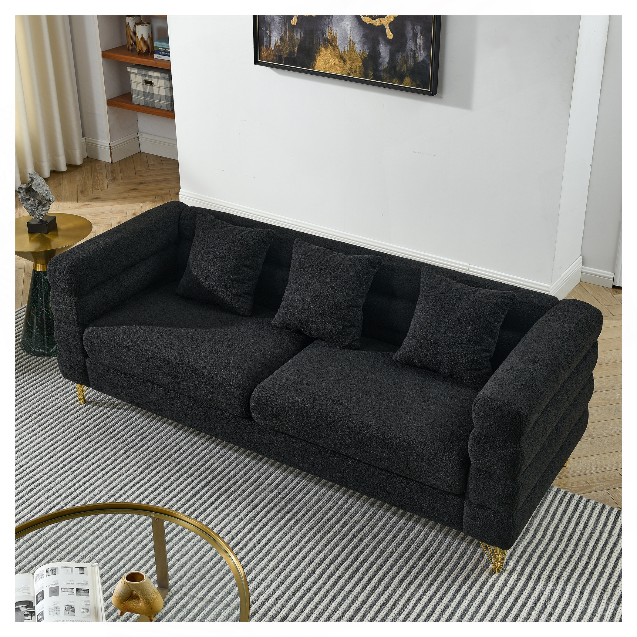 Latitude Run® 81 Inch Oversized 3 Seater Sectional Sofa, Living Room ...