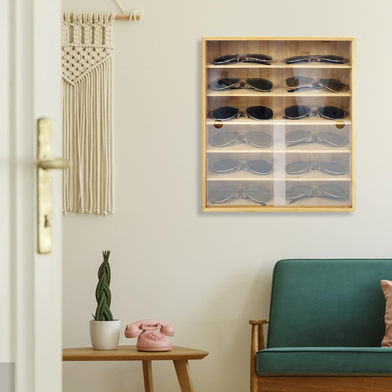 Latitude Run® Bamboo Sunglasses Display Case Wall Mounted, Sunglasses ...