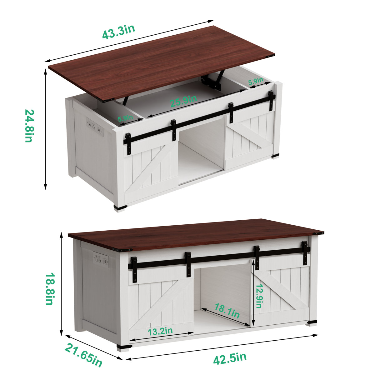 Latitude Run® Nalleli Farmhouse Lift Top Coffee Table with Storage ...