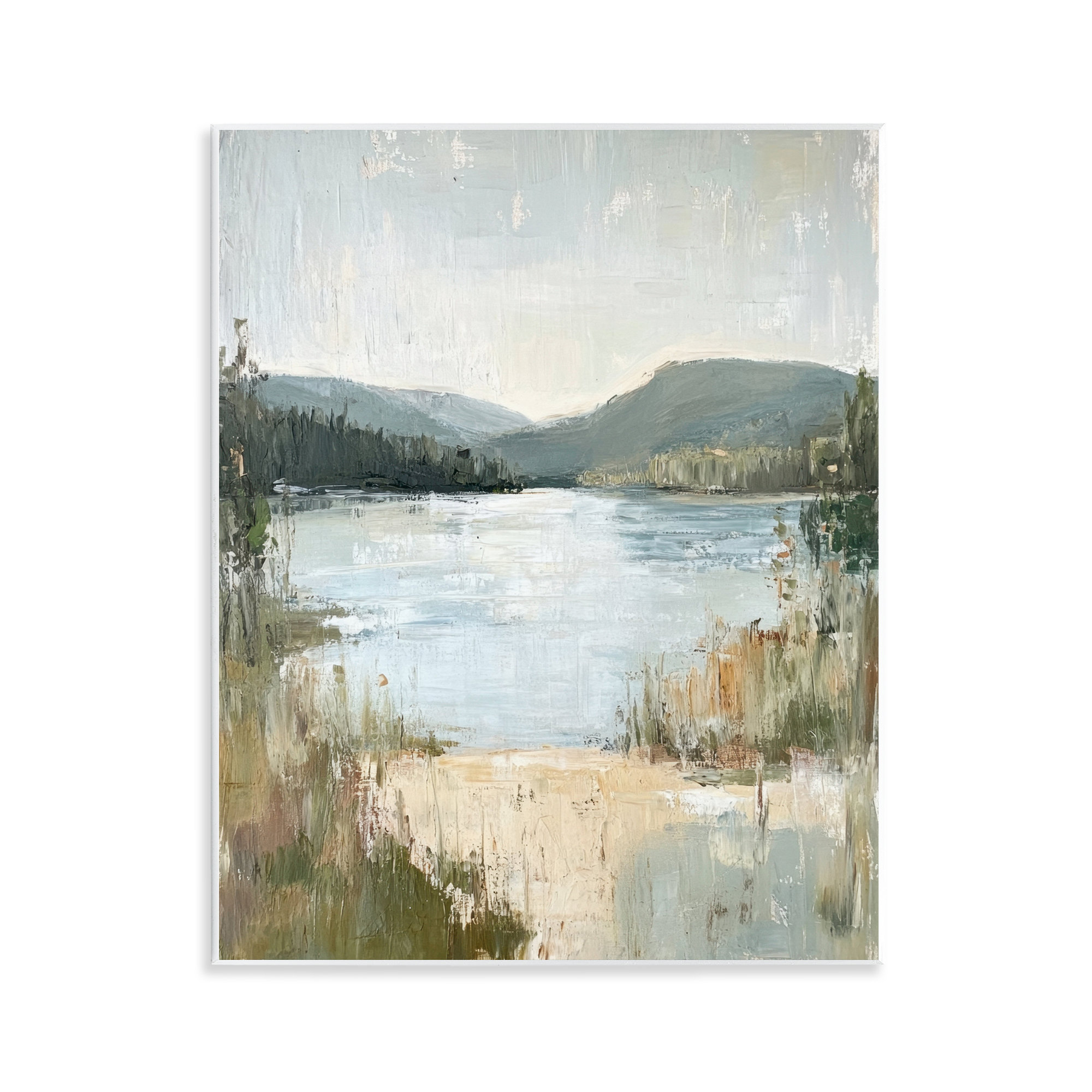 Ebern Designs Abstract Lake Shore & Mountains Wall Plaque, design by ...