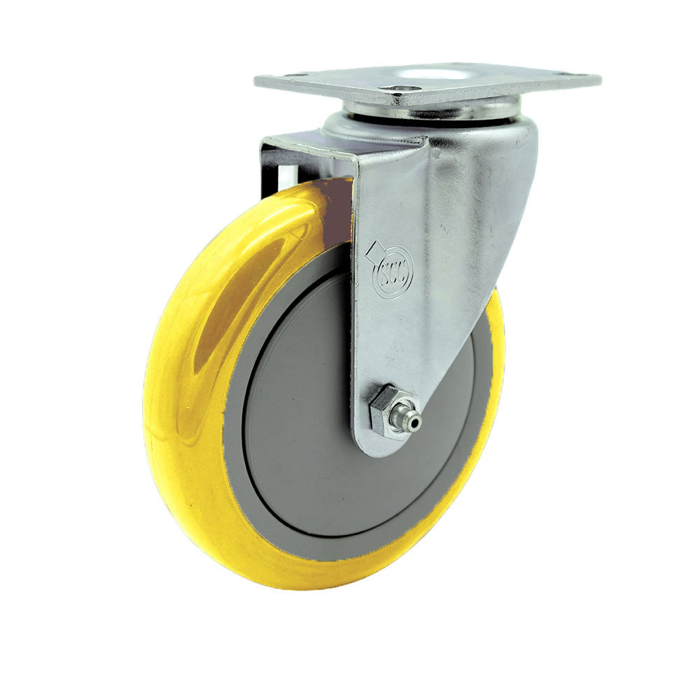 Service Caster 5 Inch Yellow Polyurethane Wheel Swivel Top Plate Caster ...