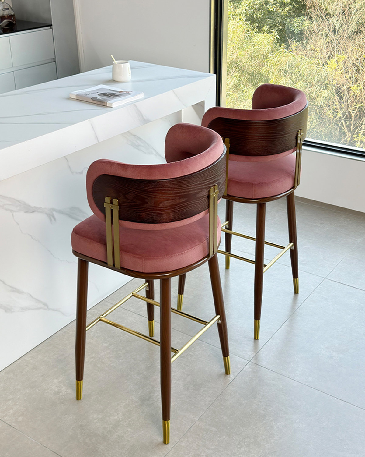 Rite Treasure 41.34" Pink+Black Trapezoidal Steel Bar Stools - Wayfair ...