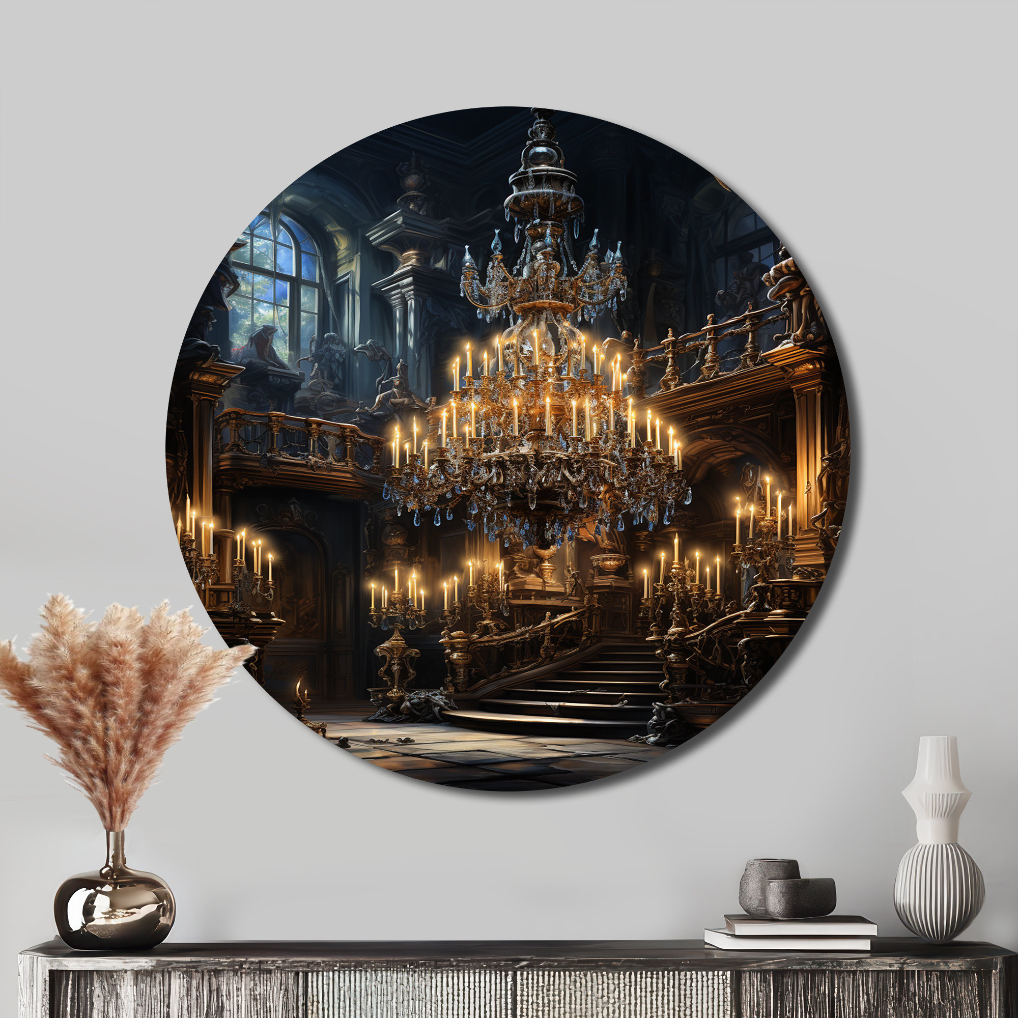 Design Art Baroque Dramatic Splendor II - Fashion Round Metal Art | Wayfair