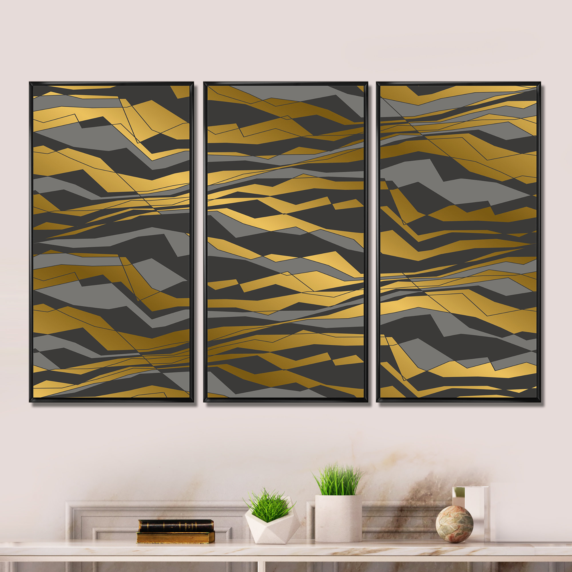 Wrought Studio Angled Lines And Waves Pattern - Mid-Century Modern ...