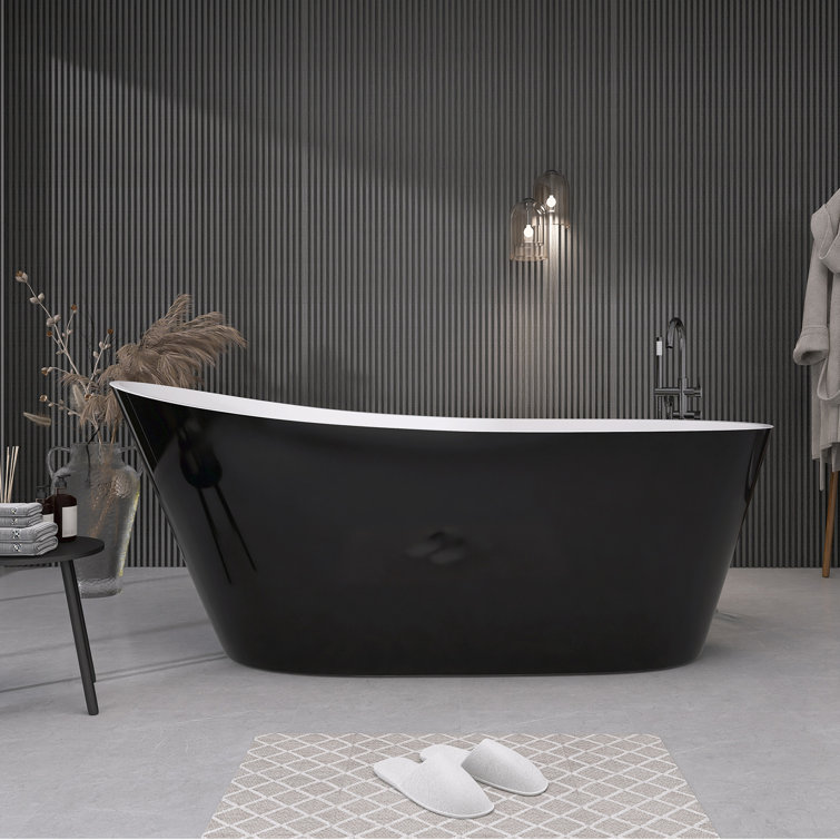 GETPRO Acrylic Freestanding Soaking Bathtub 59'' x 29'' Single Slipper ...