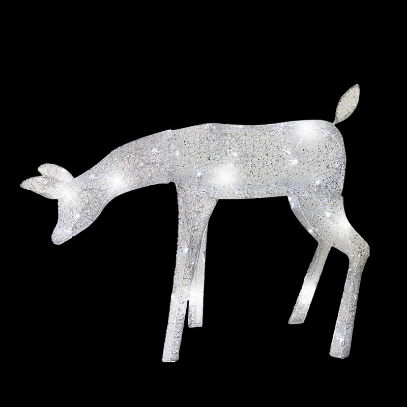 The Holiday Aisle® Elegant Woven Glitter Morphing LED Feeding Doe Deer ...