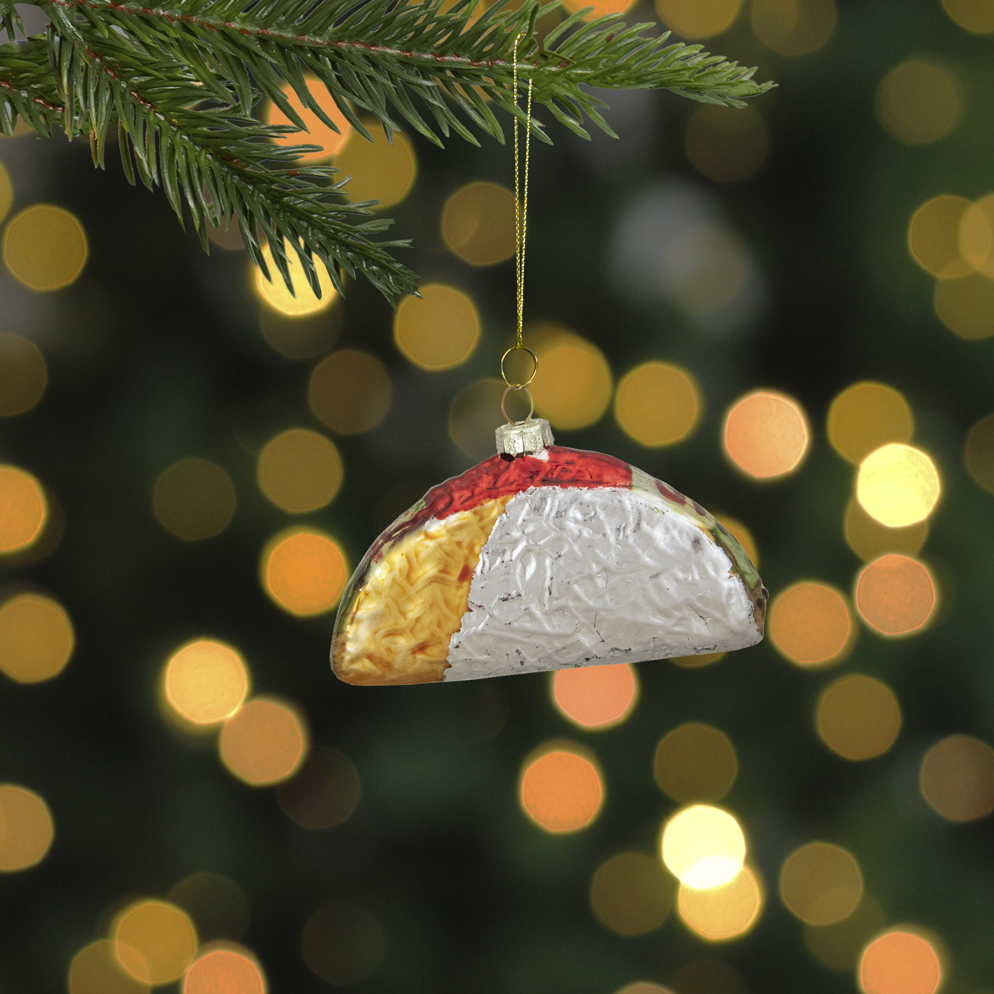 Northlight Seasonal 4" Silver and Gold Taco Glass Christmas Ornament ...