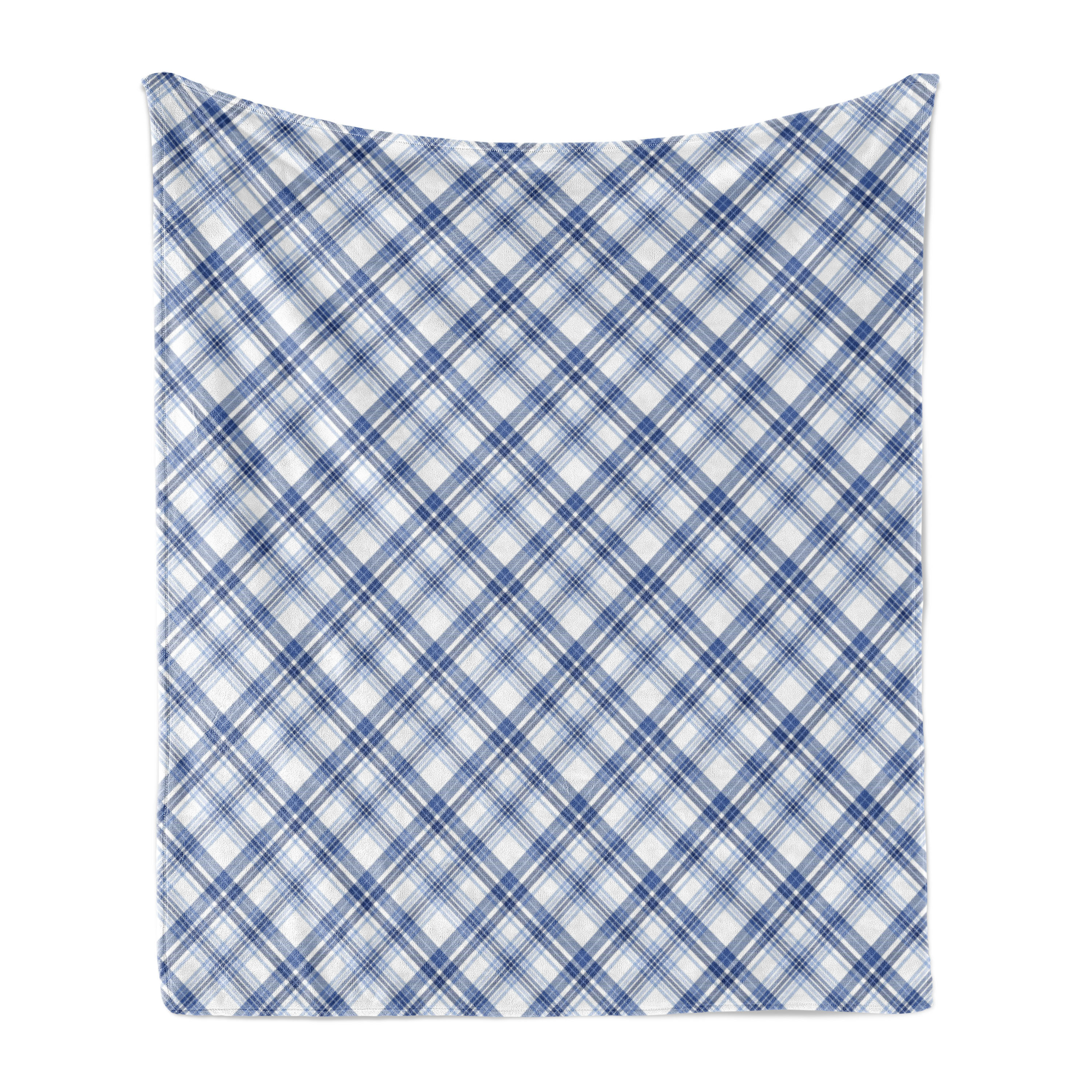 Ambesonne Navy Plaid Fleece Throw Blanket Fashion Diagonal Lines Azure ...