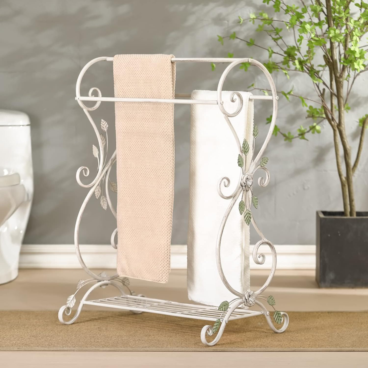 Red Barrel Studio Metal Free Standing Towel Rack For Bathroom, 34.5" H ...