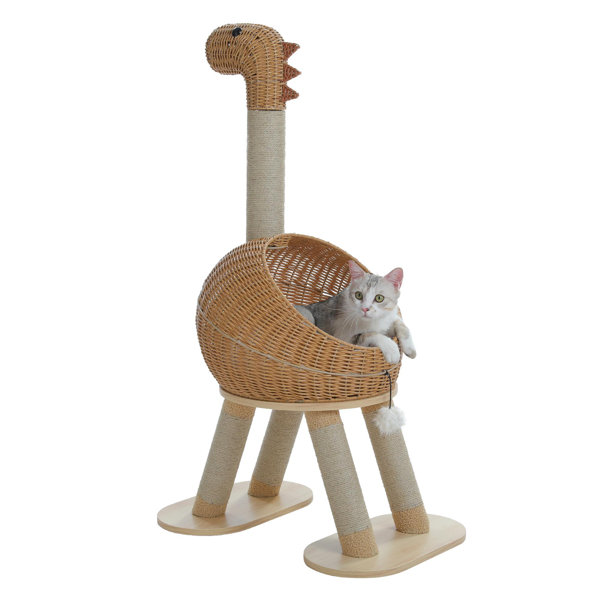Dakota Fields 46-inch wicker cat dinosaur tower with scratching post ...
