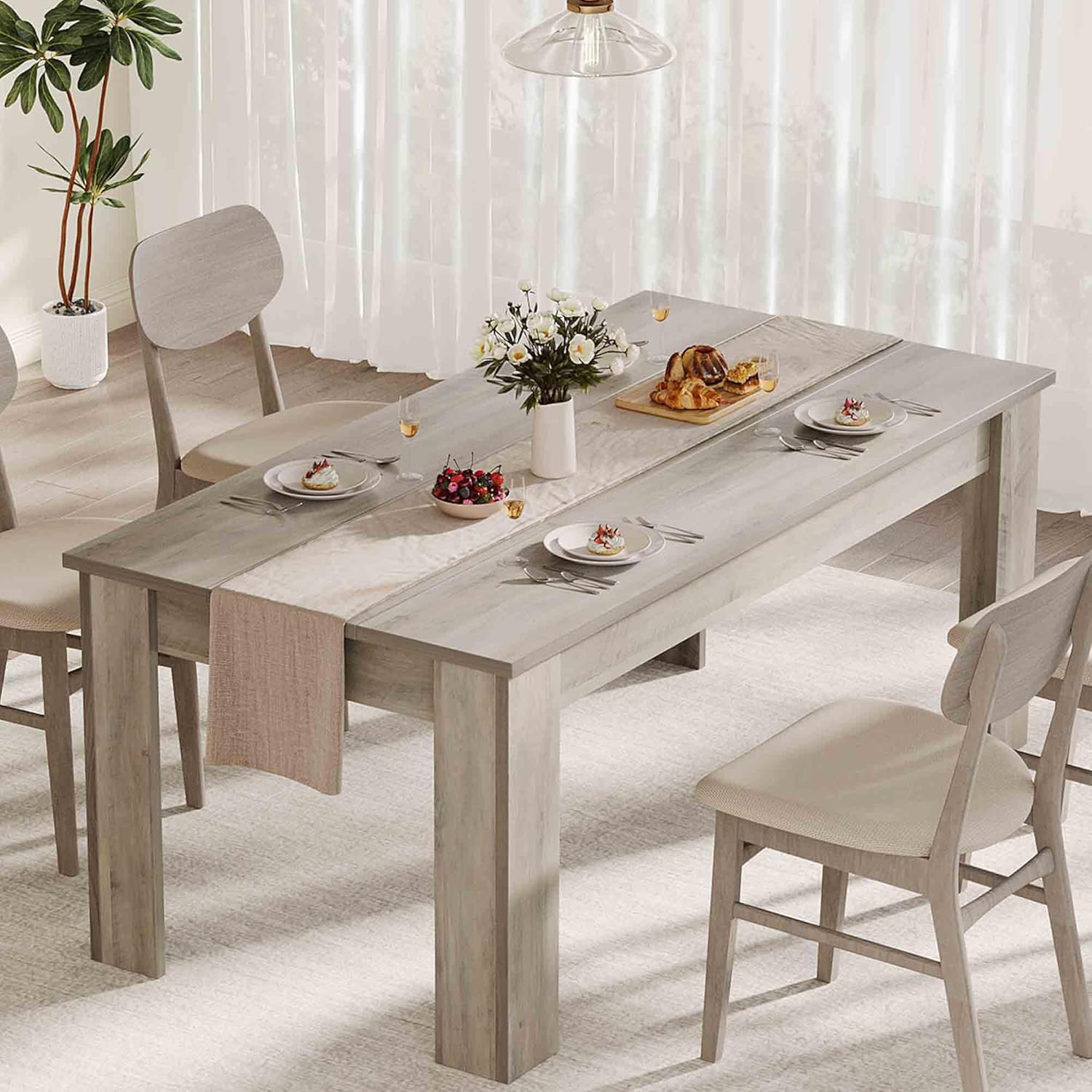 George Oliver Rozia 63" Dining Table For 4-6, Wood Dining Room Table ...